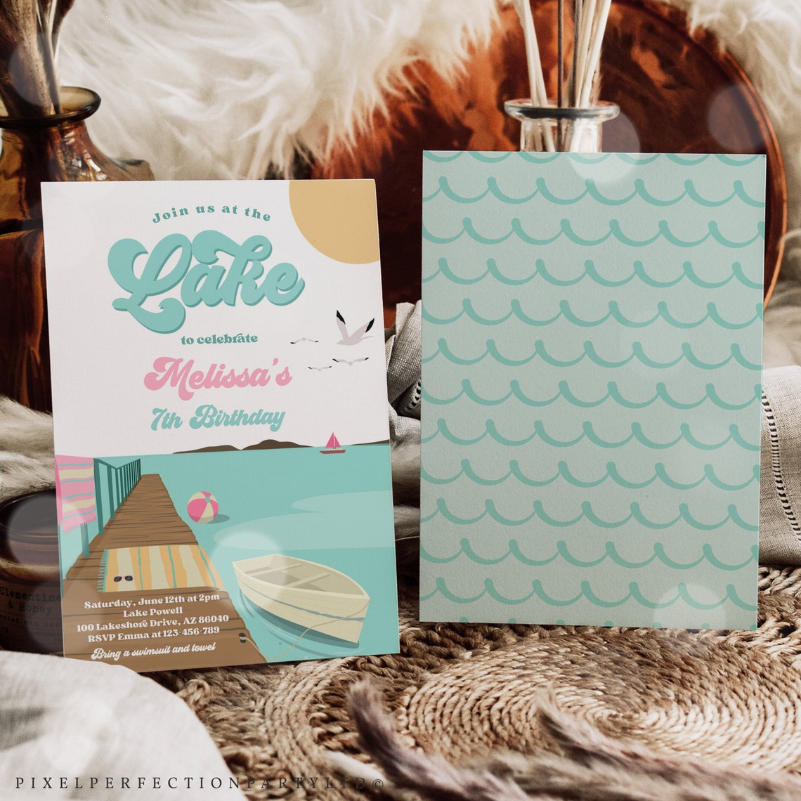 Editable Lake Birthday Party Invitation Boat Lake Birthday - Etsy