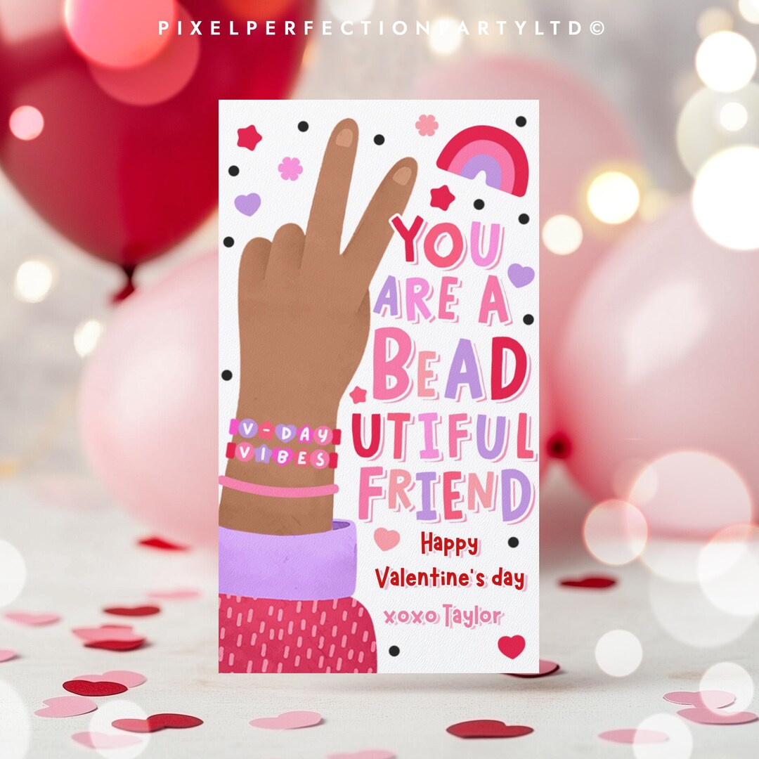 Editable Valentine's Friendship Bracelet Card Tag Will You Bead Mine ...