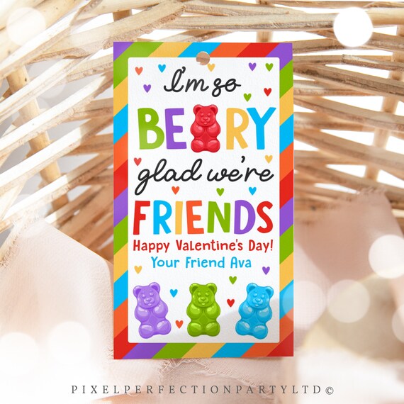 Editable Valentine's Day So Beary Glad We Are Friends Gift Tag Gummy ...