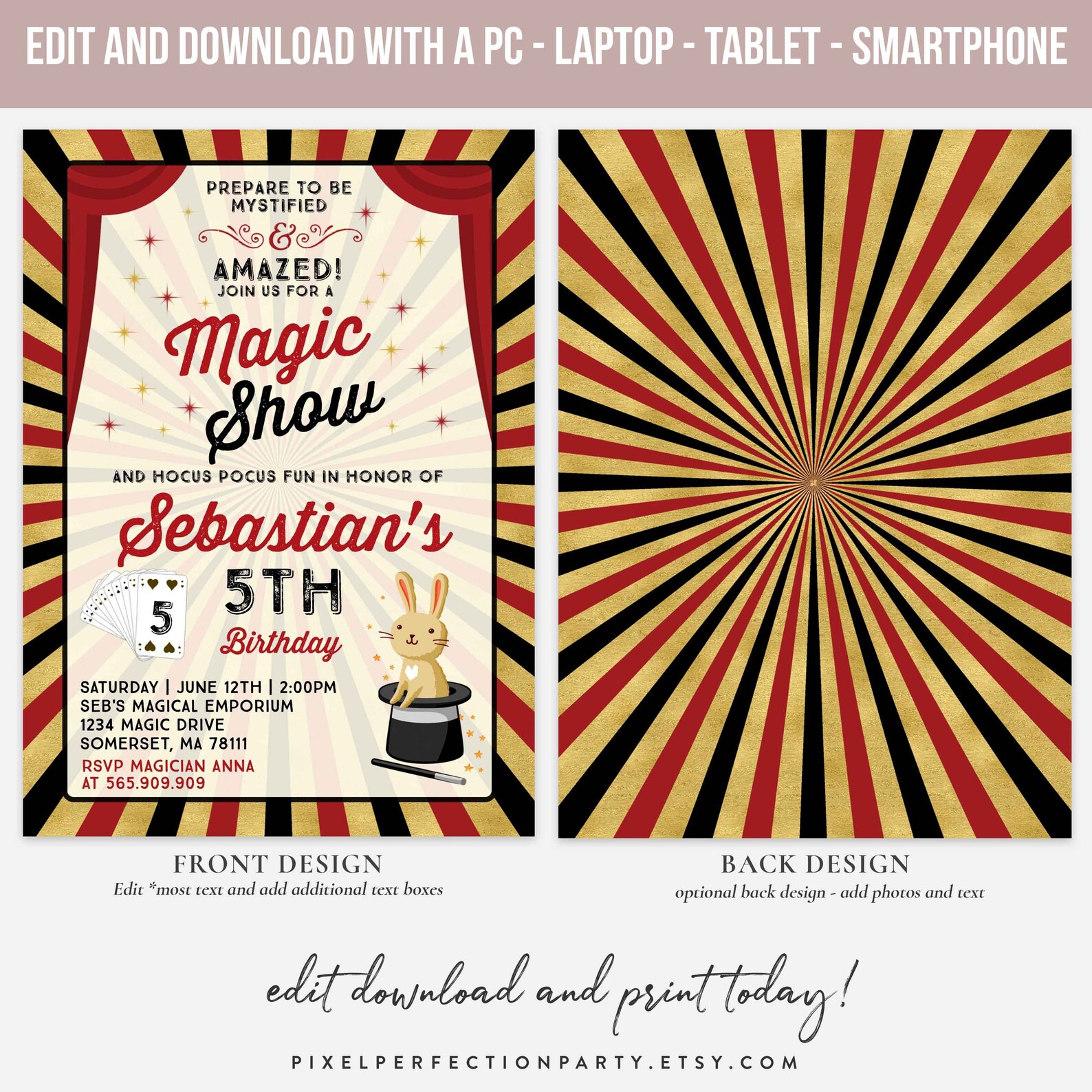 Magician Invitation Magician Birthday Invitation Magic Show | Etsy