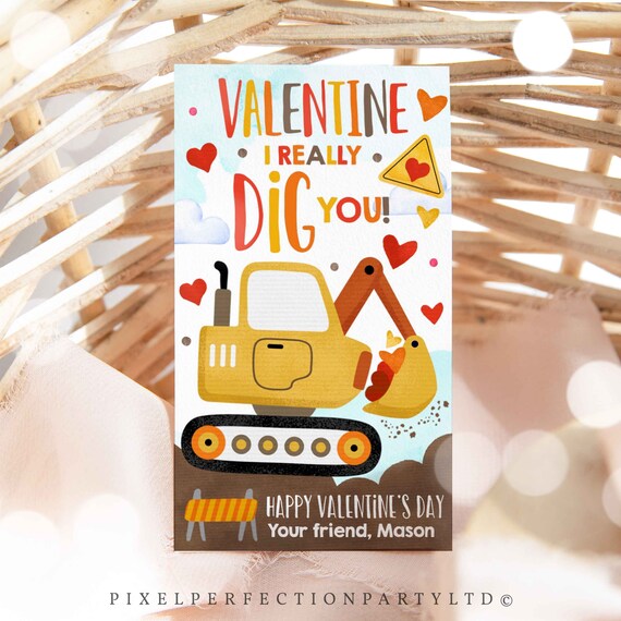 Editable Construction Valentine's Day Gift Tag I Really Dig You Dump ...