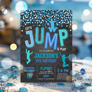 Jump Invitation Jump Birthday Invitation Trampoline Party Bounce House ...