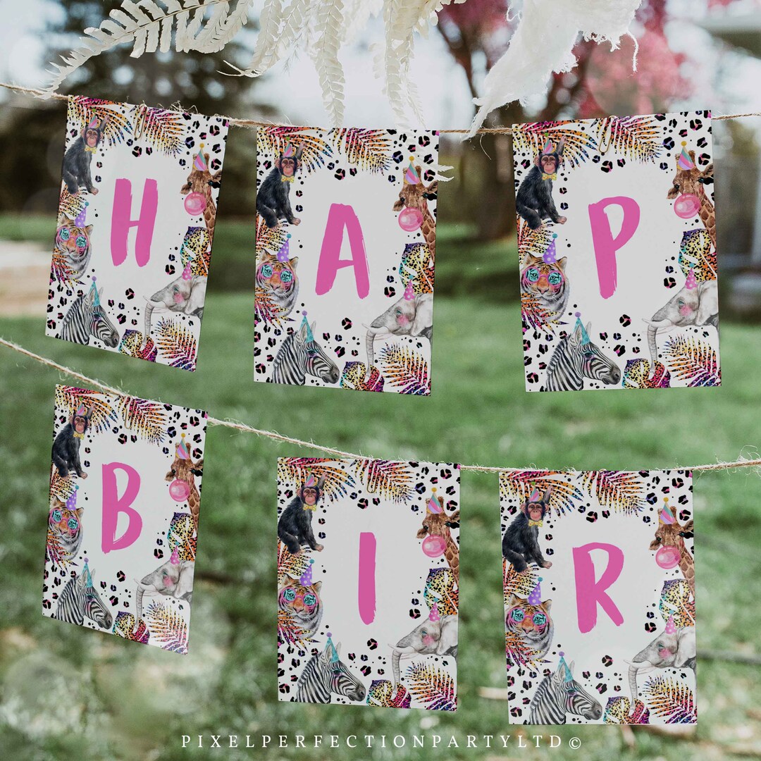 Editable Safari A-Z Banner Rainbow Safari Wild Animals Jungle Animals ...
