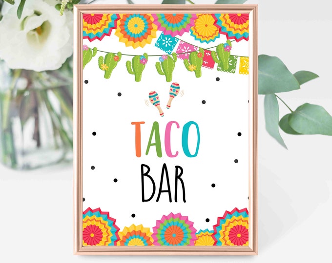 Taco Bar Party Sign Fiesta Party Sign Fiesta Food Station Sign - Etsy