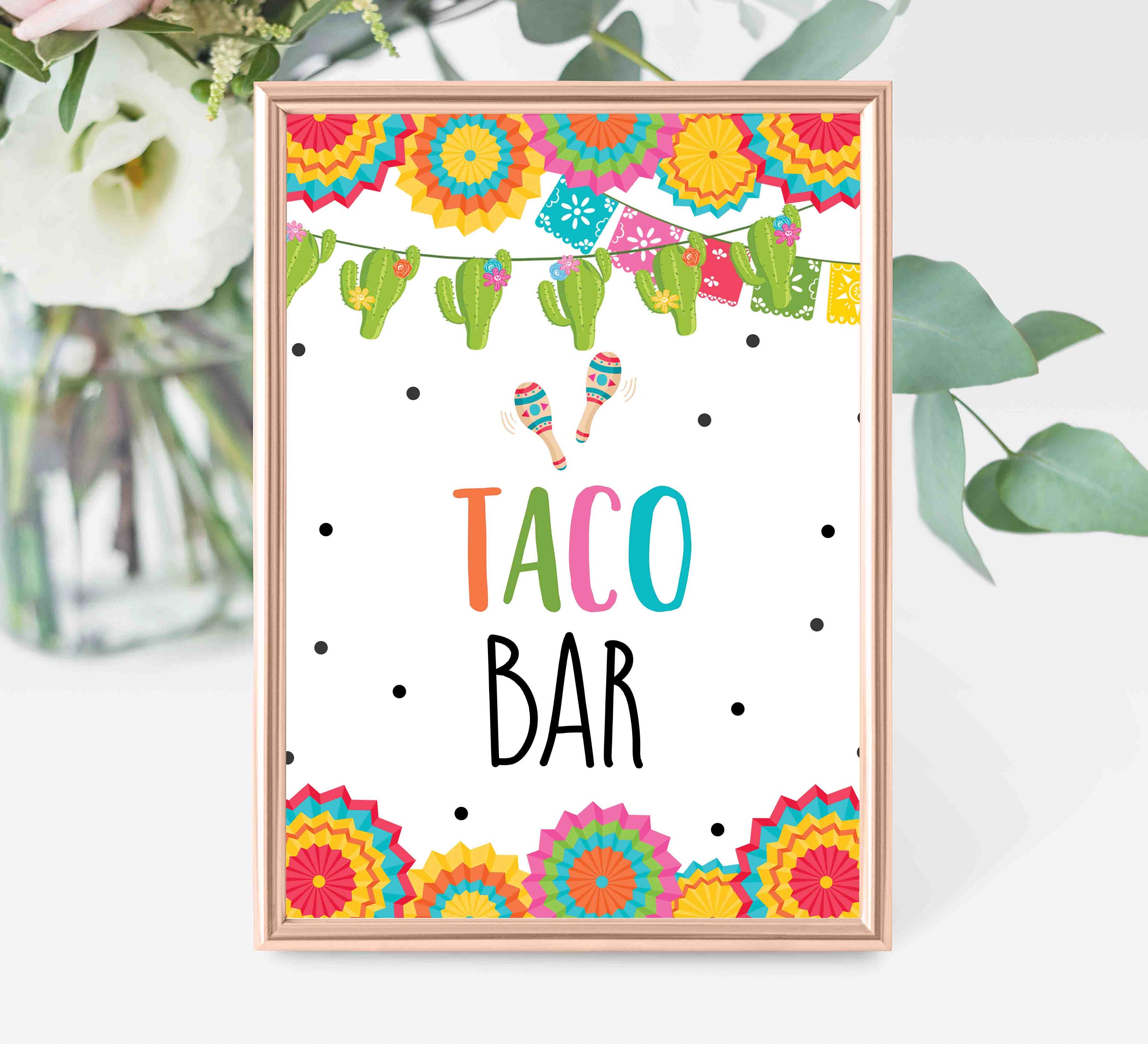 Taco Bar Party Sign Fiesta Party Sign Fiesta Food Station Sign | Etsy
