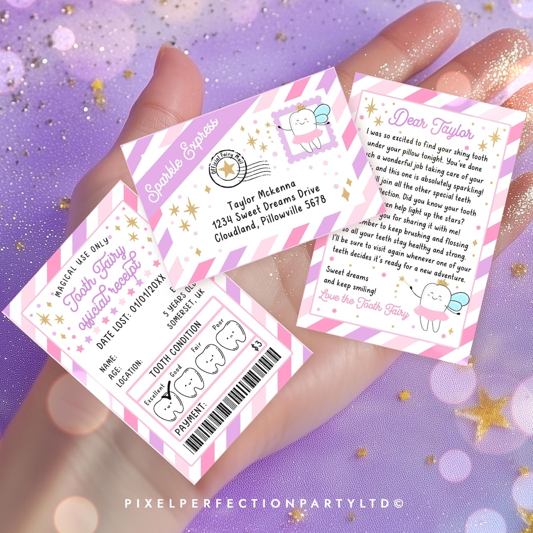 Editable Mini Tooth Fairy Letter Kit Purple Tooth Fairy Letter Set Lost ...