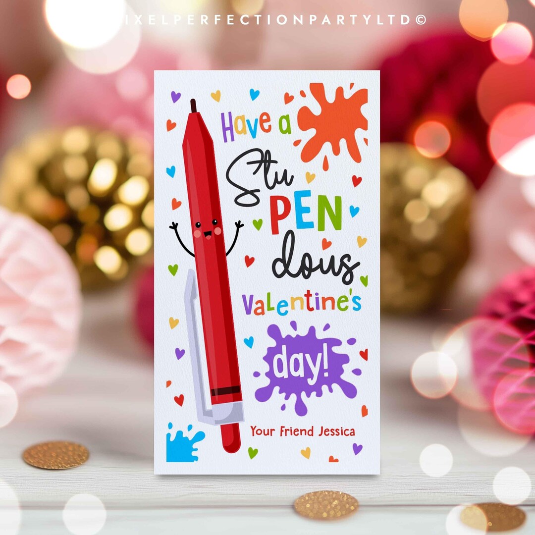 Editable Valentines Pen Gift Tag Have A Stupendous Valentines Day Gift ...