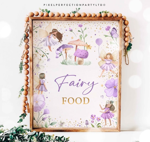 Fairy Birthday Party Fairy Food Table Sign Whimsical Enchanted Magical ...