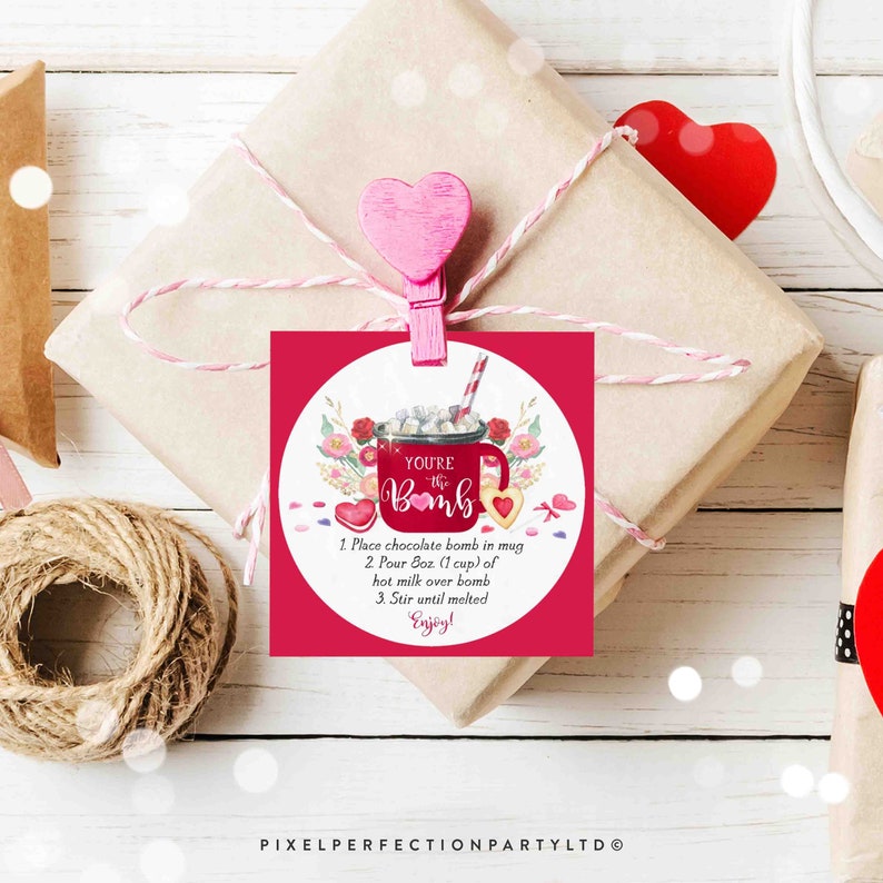 Editable Hot Chocolate Bomb Tag Valentine's Day Hot Cocoa - Etsy