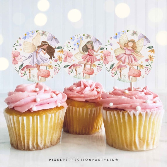 Fairy Birthday Party Circle And Square Cupcake Toppers Whimsical Etsy