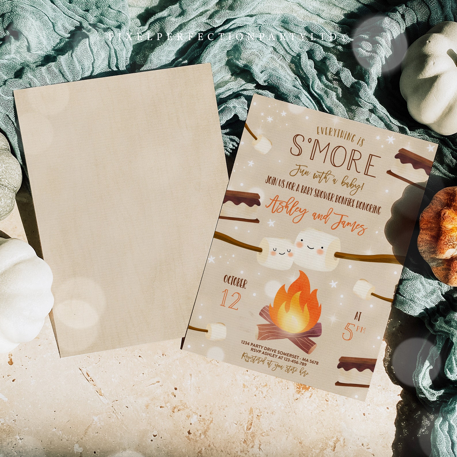Editable S'more Baby Shower Invitation Bonfire Baby Shower Camping Baby ...