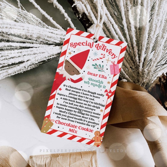 EDITABLE Elf Goodbye Gift Tag Elf Goodbye Cookie Mix Tag Goodbye From ...