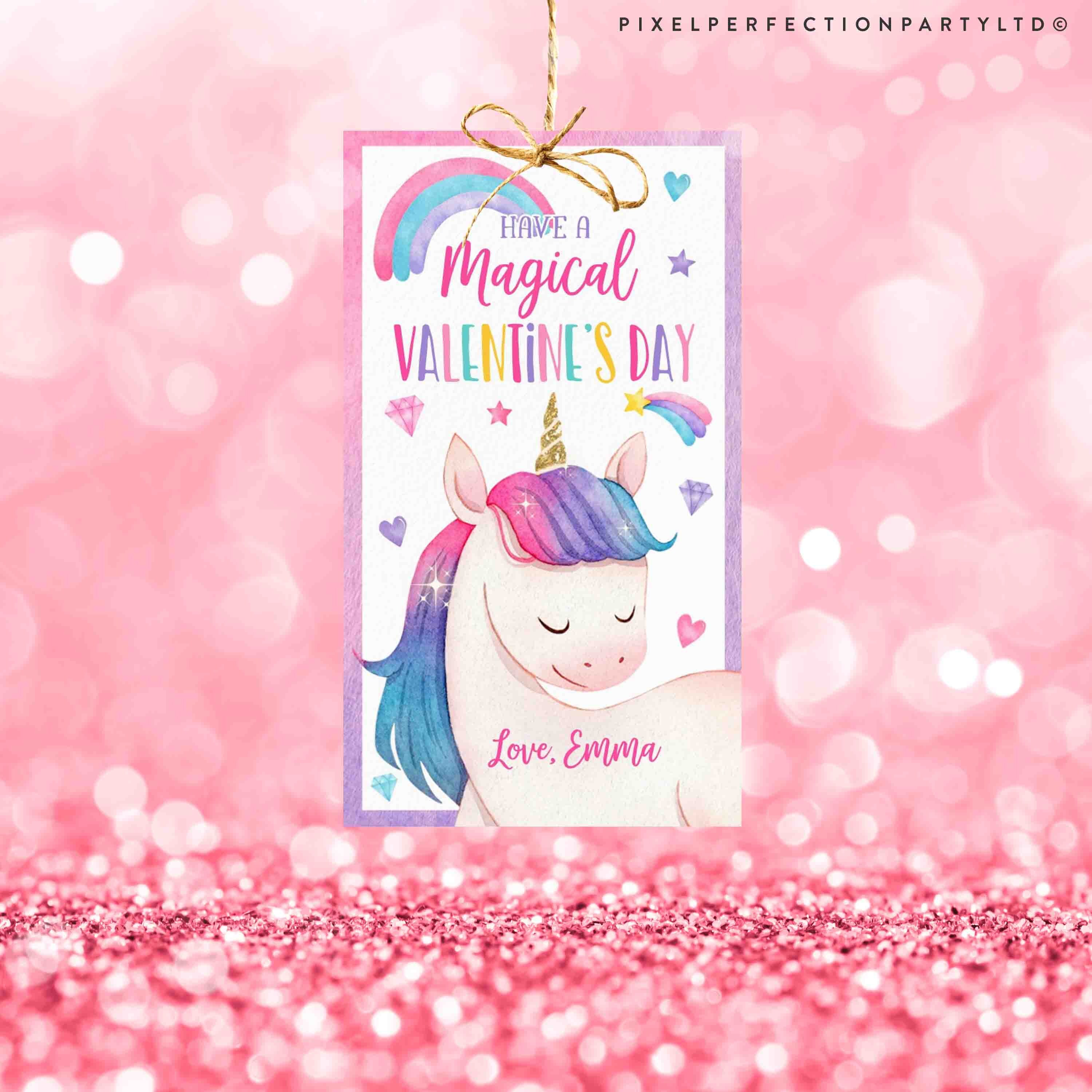 Editable Unicorn Valentine's Day Gift Tag Magical | Etsy