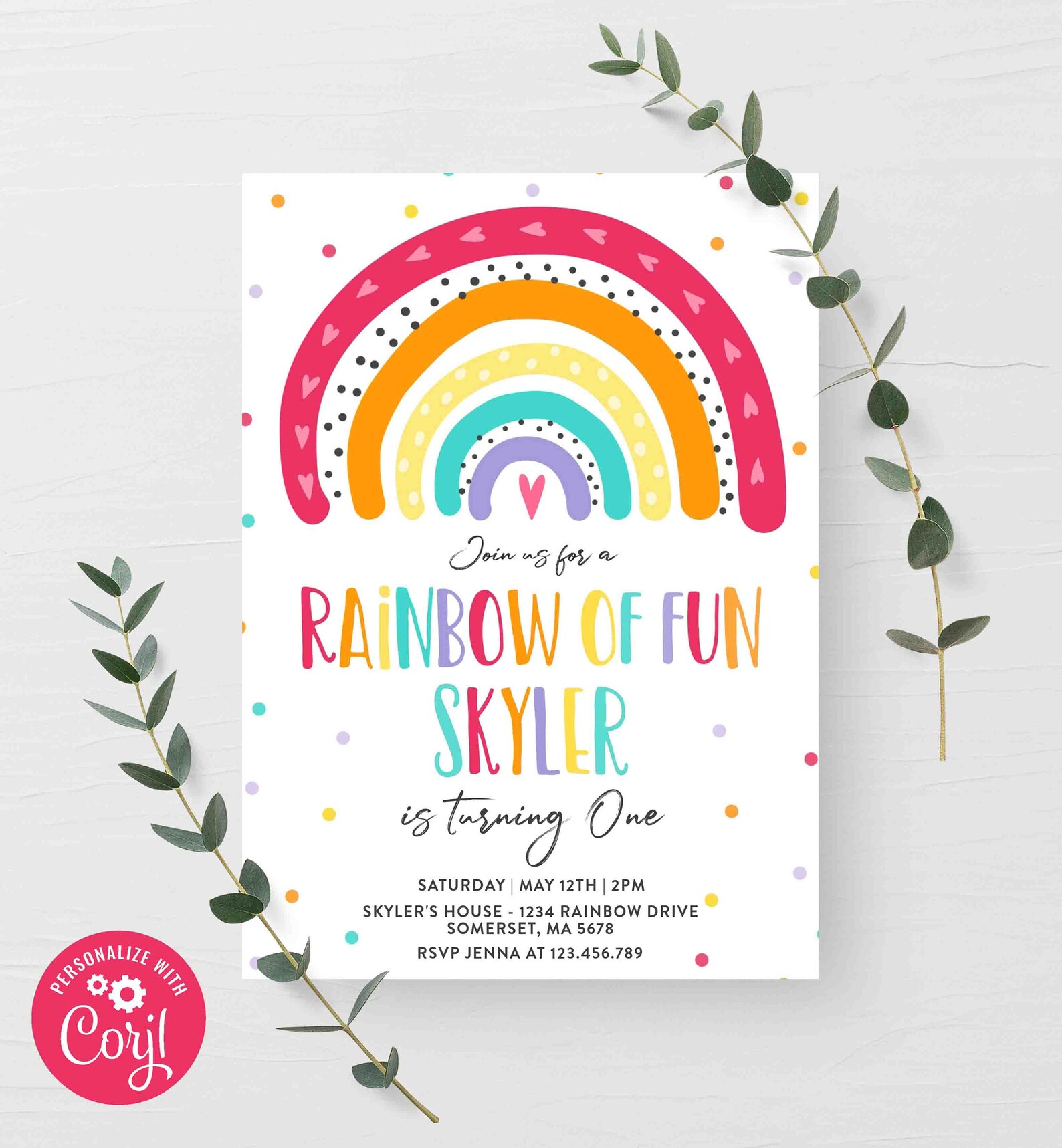 Editable Rainbow Birthday Invitation Bright Rainbow Party - Etsy UK