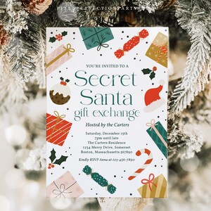 Editable Secret Santa Gift Exchange Invitation Santa Holiday - Etsy UK