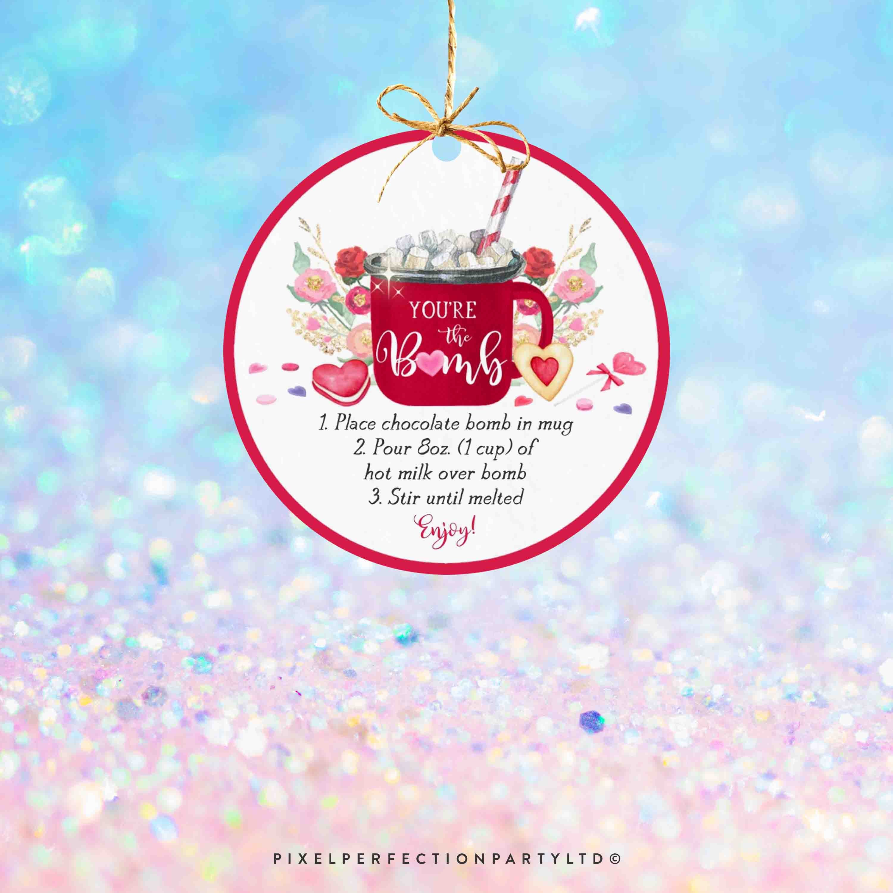 Editable Hot Chocolate Bomb Tag Valentine's Day Hot Cocoa - Etsy