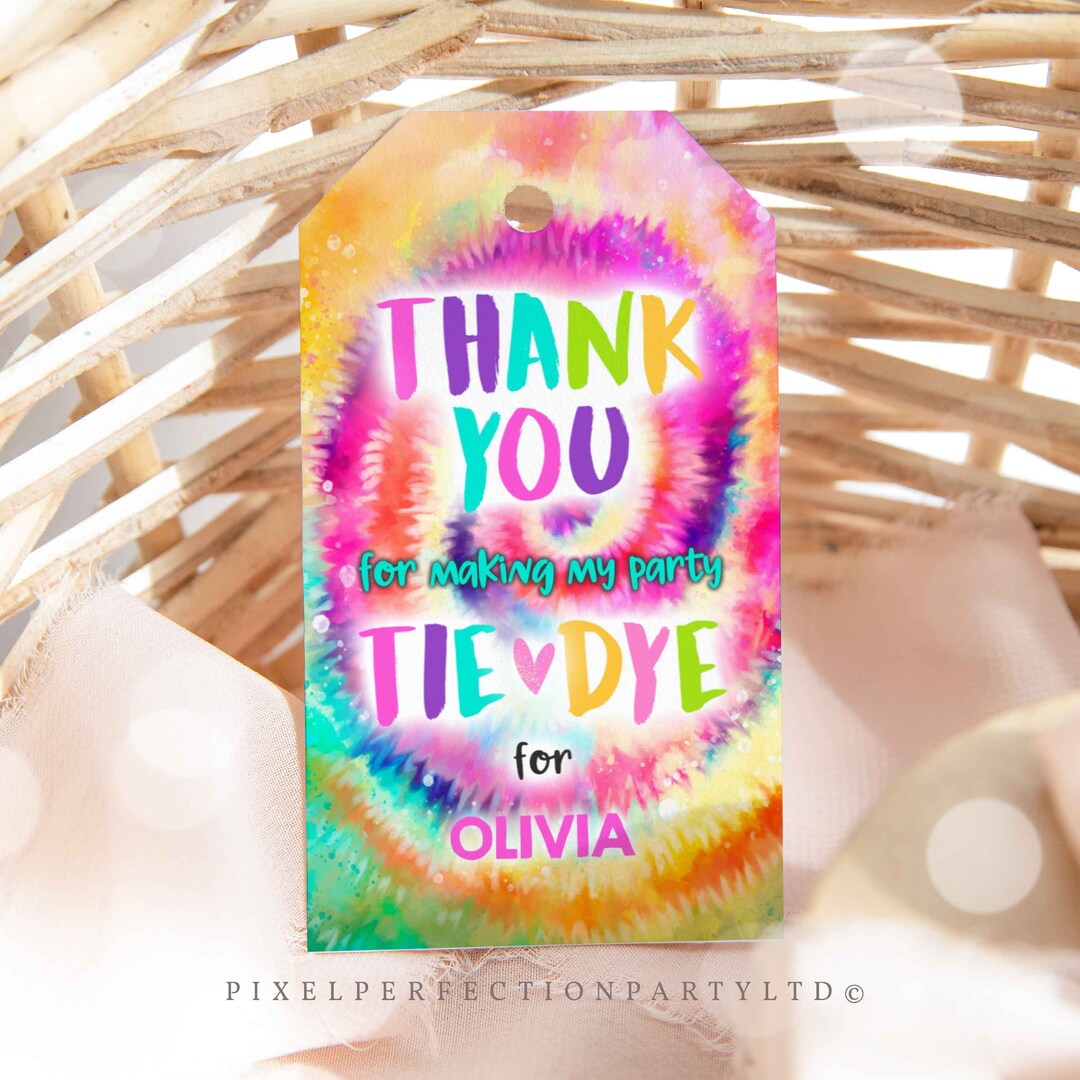 Editable Rainbow Tie Dye Favor Tag Tie Dye for Gift Tag Hippie - Etsy