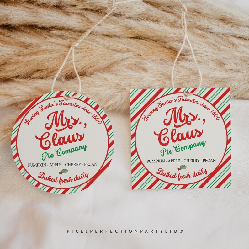 EDITABLE Mrs Claus' Pie Company Sticker Tag Mrs Claus' | Etsy