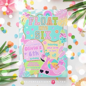 Editable Preppy 6th Birthday Pool Party Invitation Varsity Girl Fashion ...
