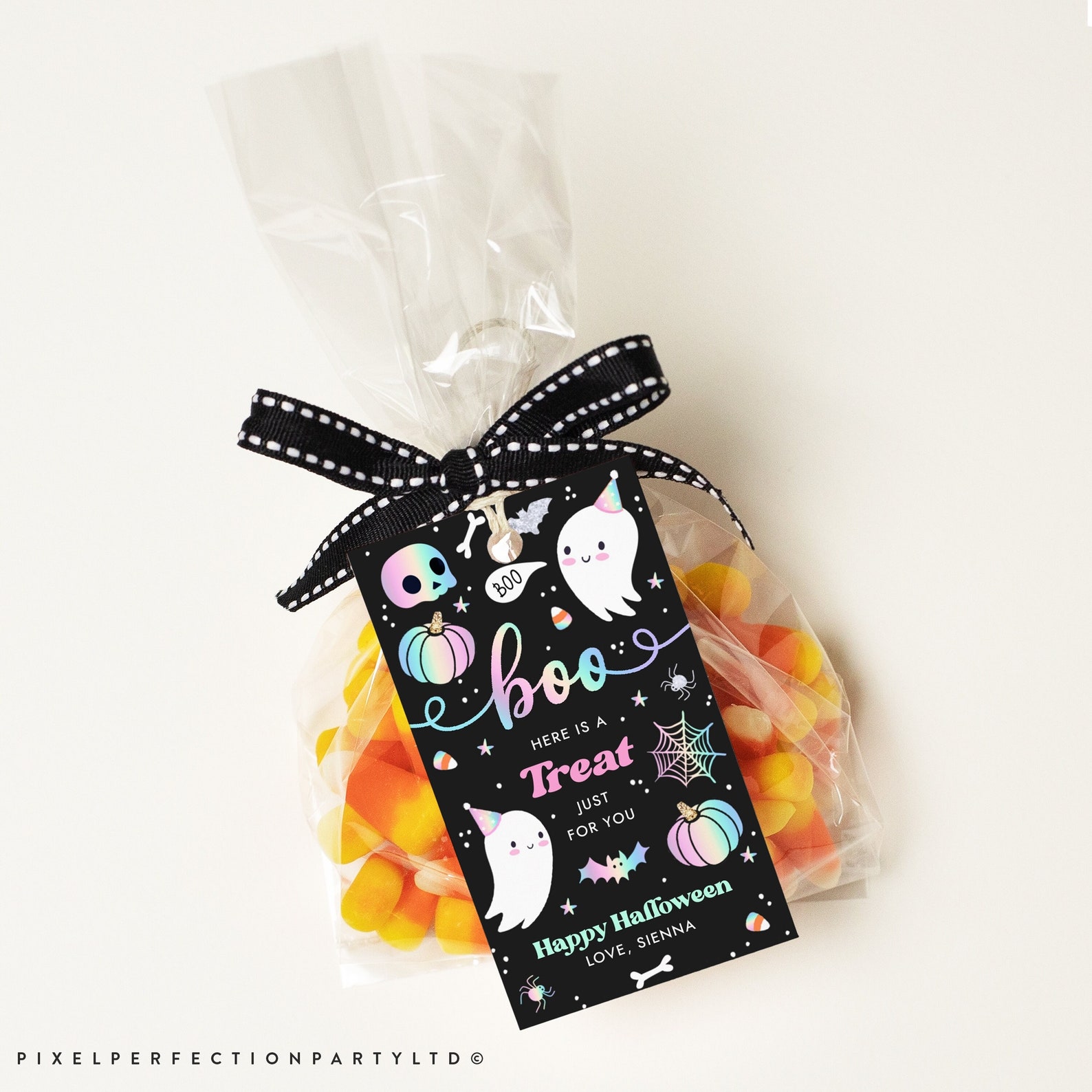 Editable Halloween Gift Tag Pink Ghost Boo Halloween Trick or - Etsy