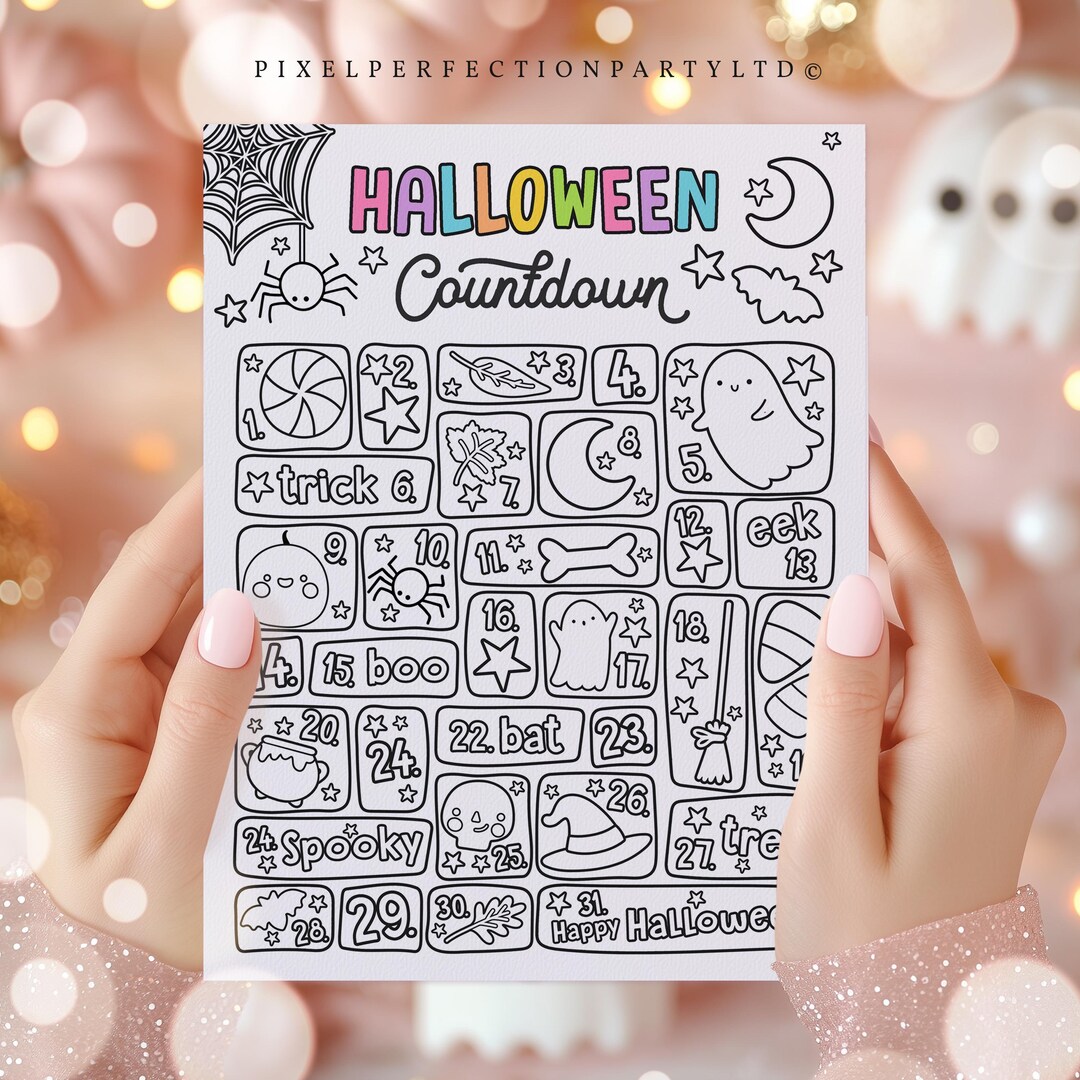 Halloween Countdown Coloring Sheet Halloween Classroom Coloring Page ...