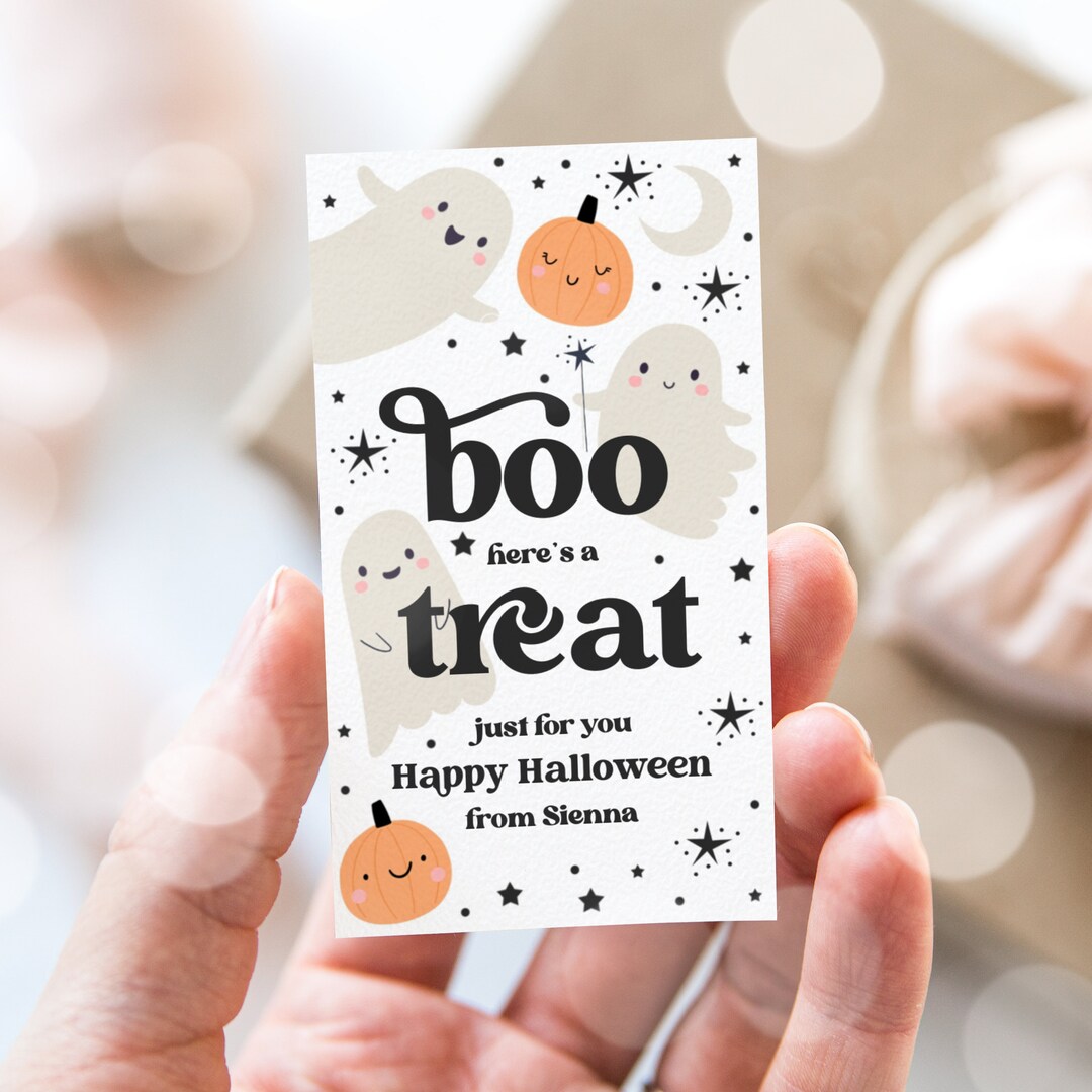 Editable Halloween Ghost Gift Tag Boo Here's A Treat for You Tag Trick ...