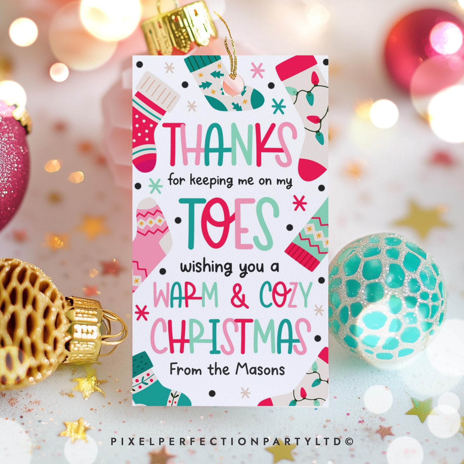 Editable Thanks for Keeping Me on My Toes Christmas Socks Gift Tag ...
