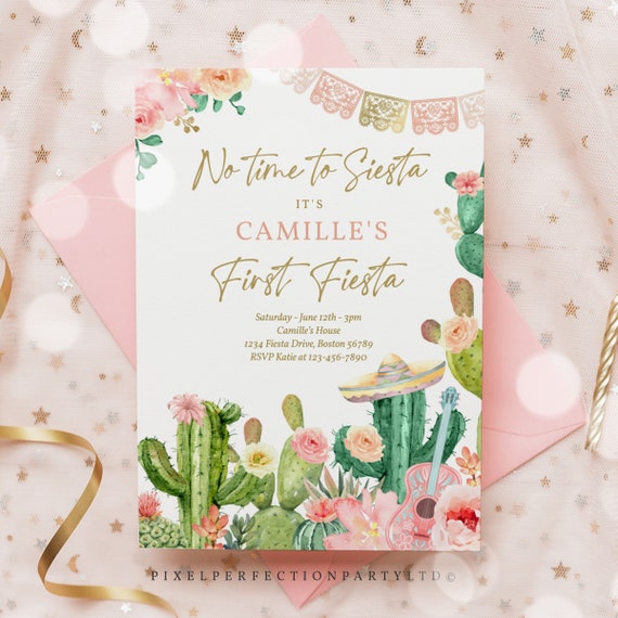 Editable Fiesta Birthday Party Invitation No Time To Siesta Let's ...