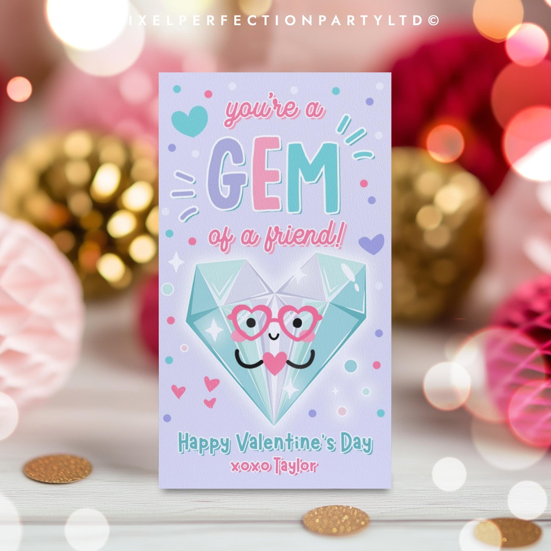 Editable Valentines Candy Gem Gift Tag You're A Real Gem of a Friend ...