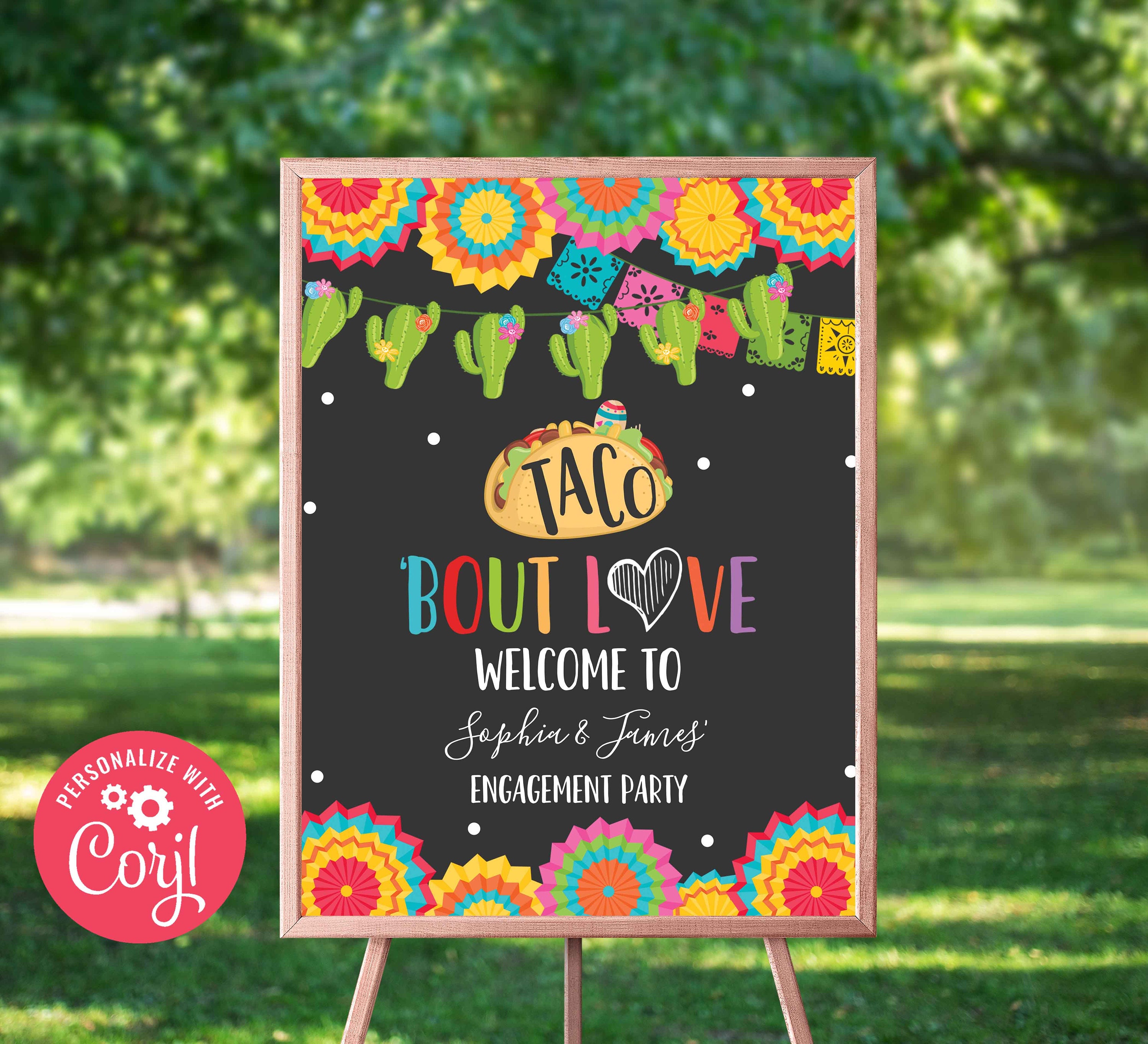 Taco 'Bout Love Welcome Sign Fiesta Engagement Welcome | Etsy
