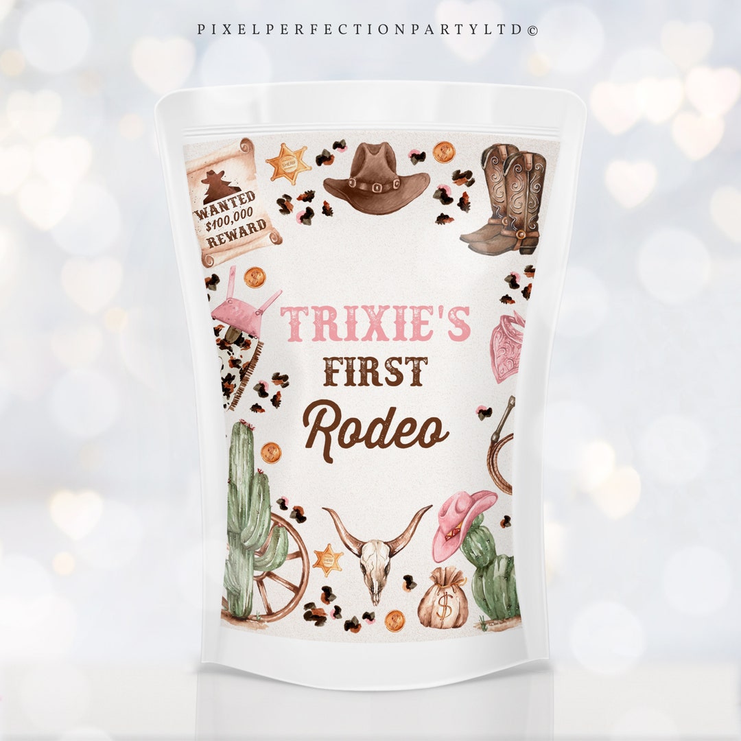 Editable Cowgirl Birthday Party Juice Pouch Label Wild West Cowgirl ...