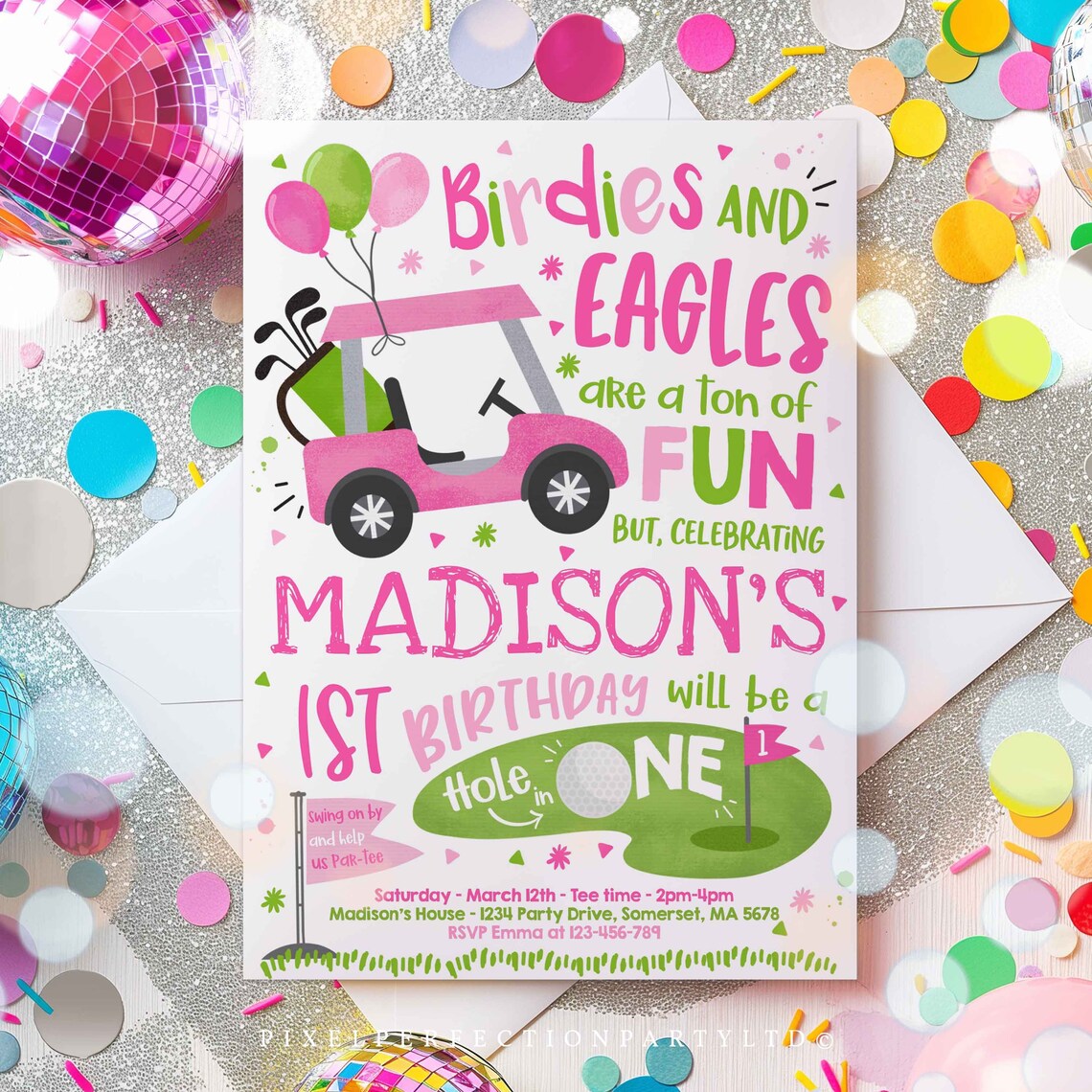 Editable Golf Birthday Invitation Hole in One Golf 1st Birthday ...