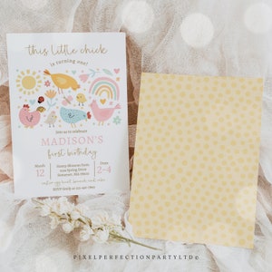 Editable Chicken Birthday Party Invitation This Chick is Turning One ...