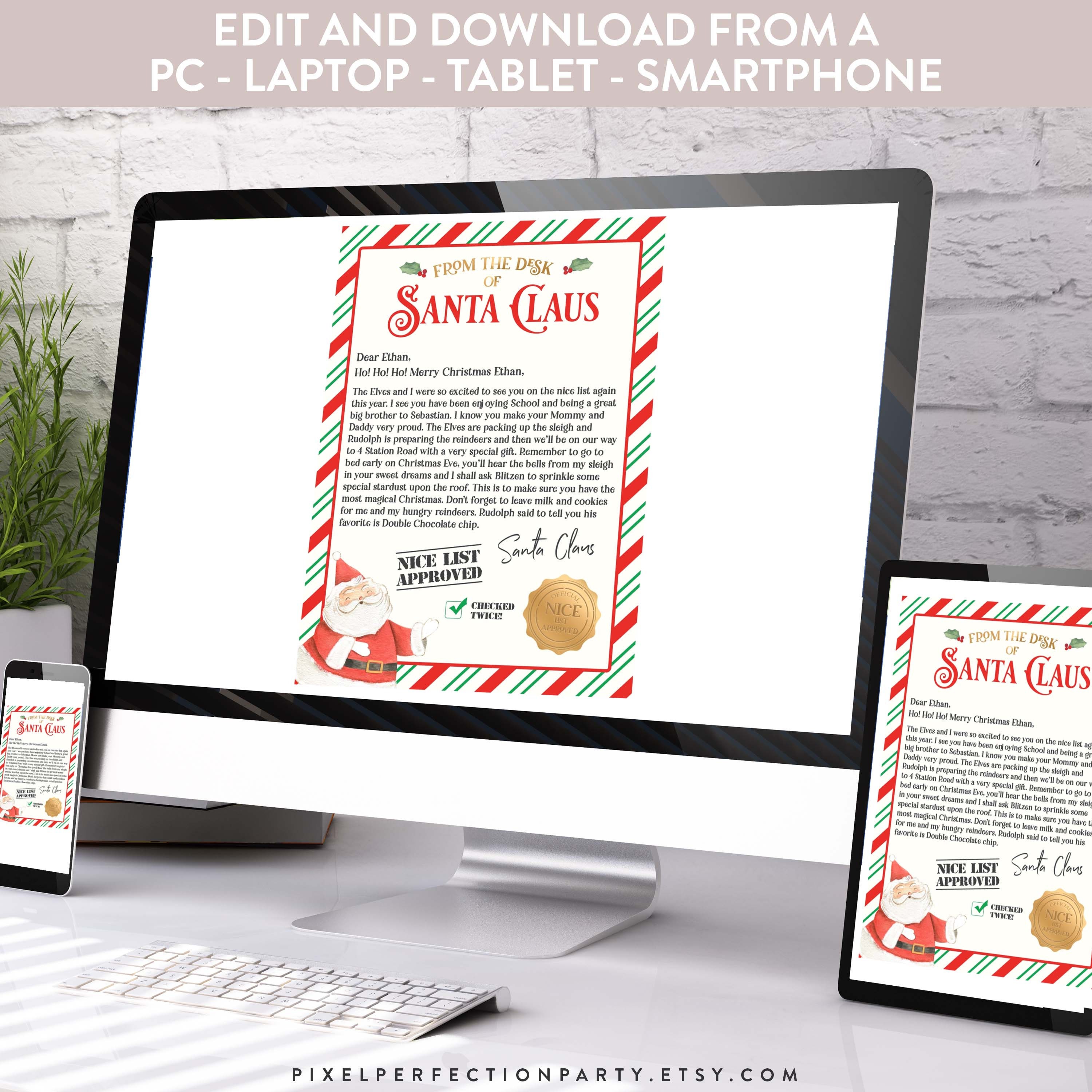 EDITABLE Official Letter From Santa Claus Letter From the Desk - Etsy