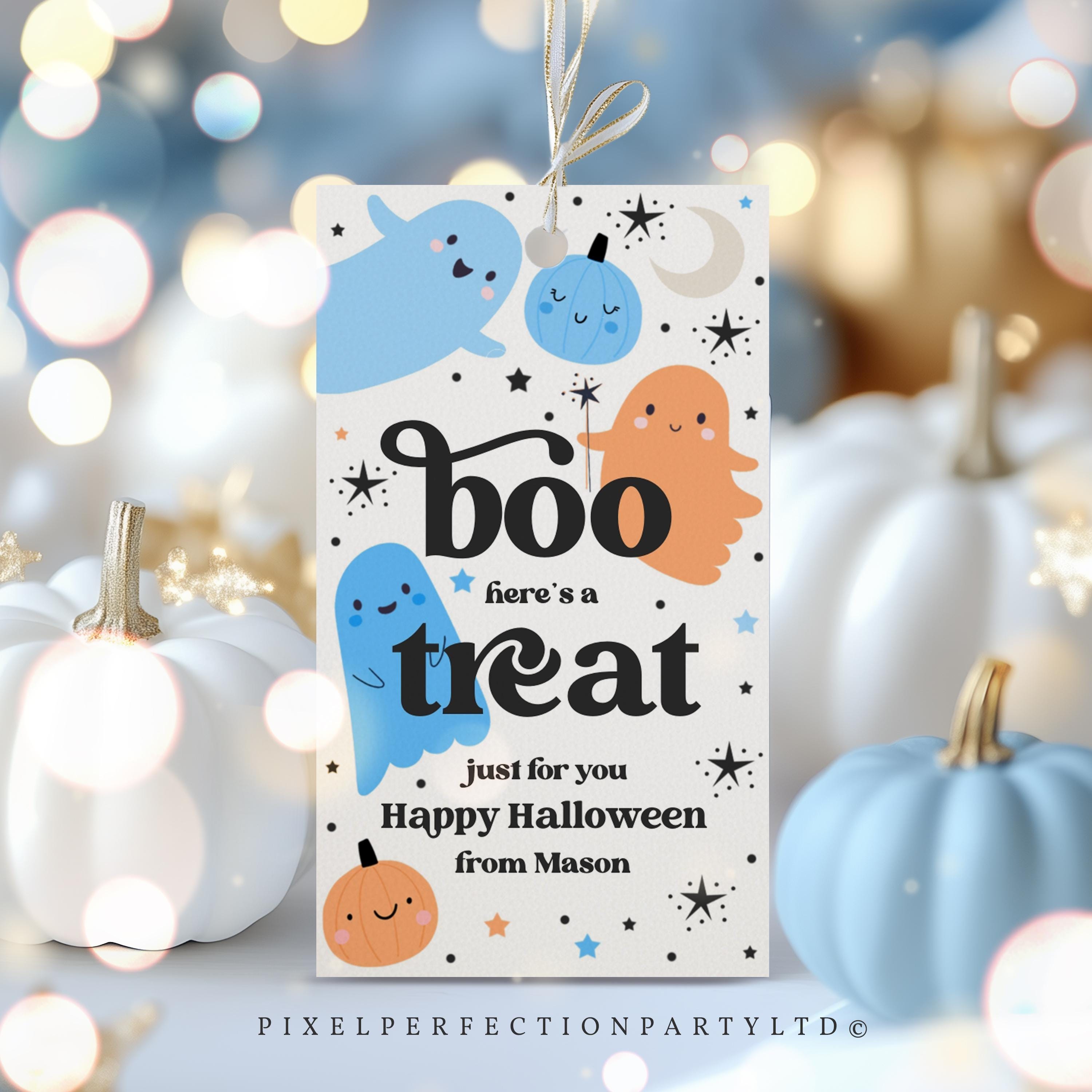Editable Halloween Ghost Gift Tag Boo Here's A Treat for You Tag Trick ...