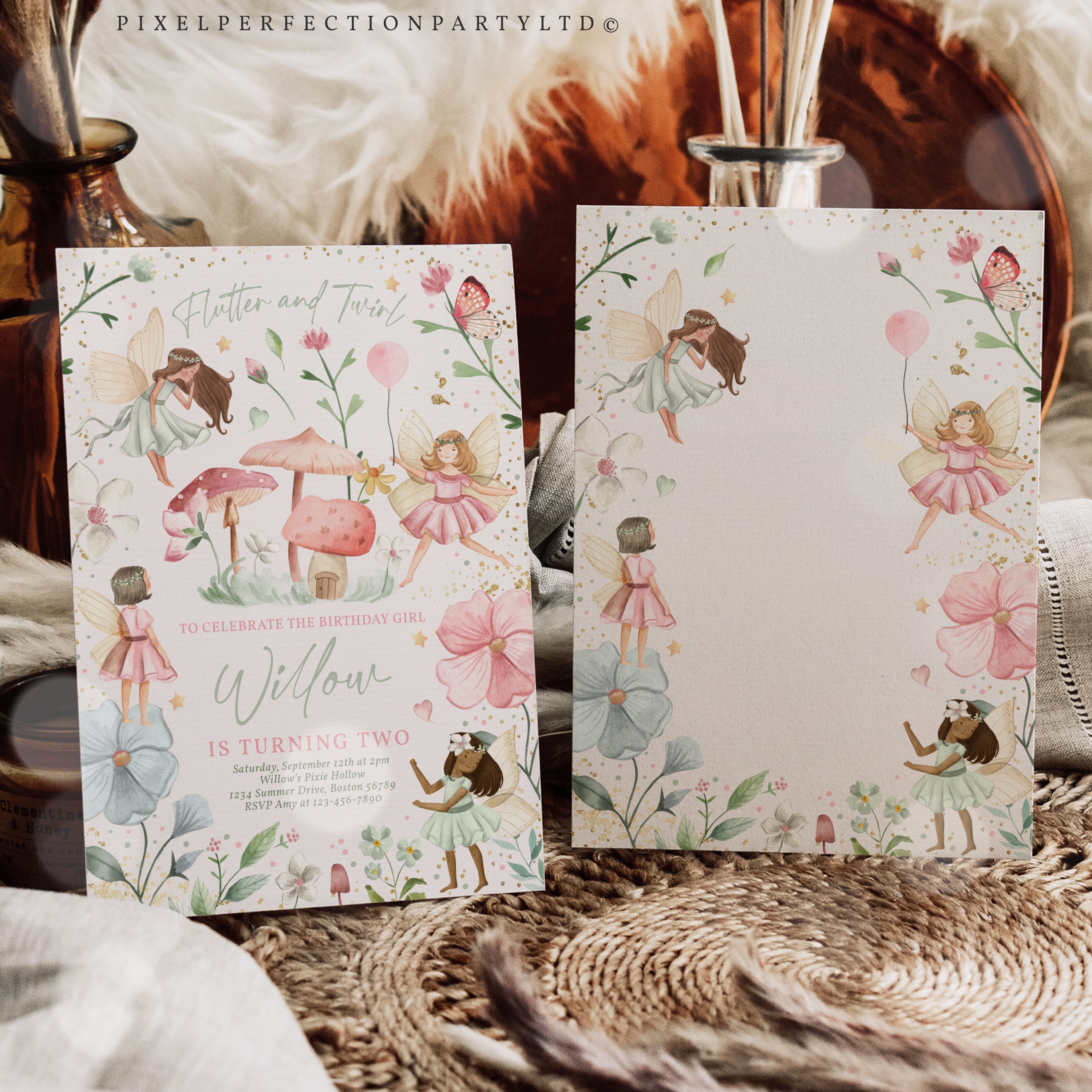 Editable Fairy Birthday Invitation Whimsical Enchanted Pixie - Etsy UK