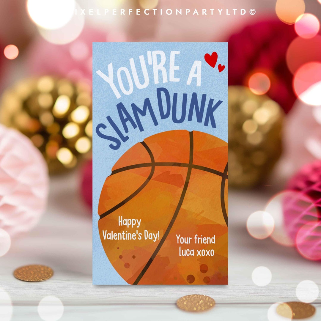 Editable Basketball Valentine's Day Gift Tag Valentine You're A Slam ...