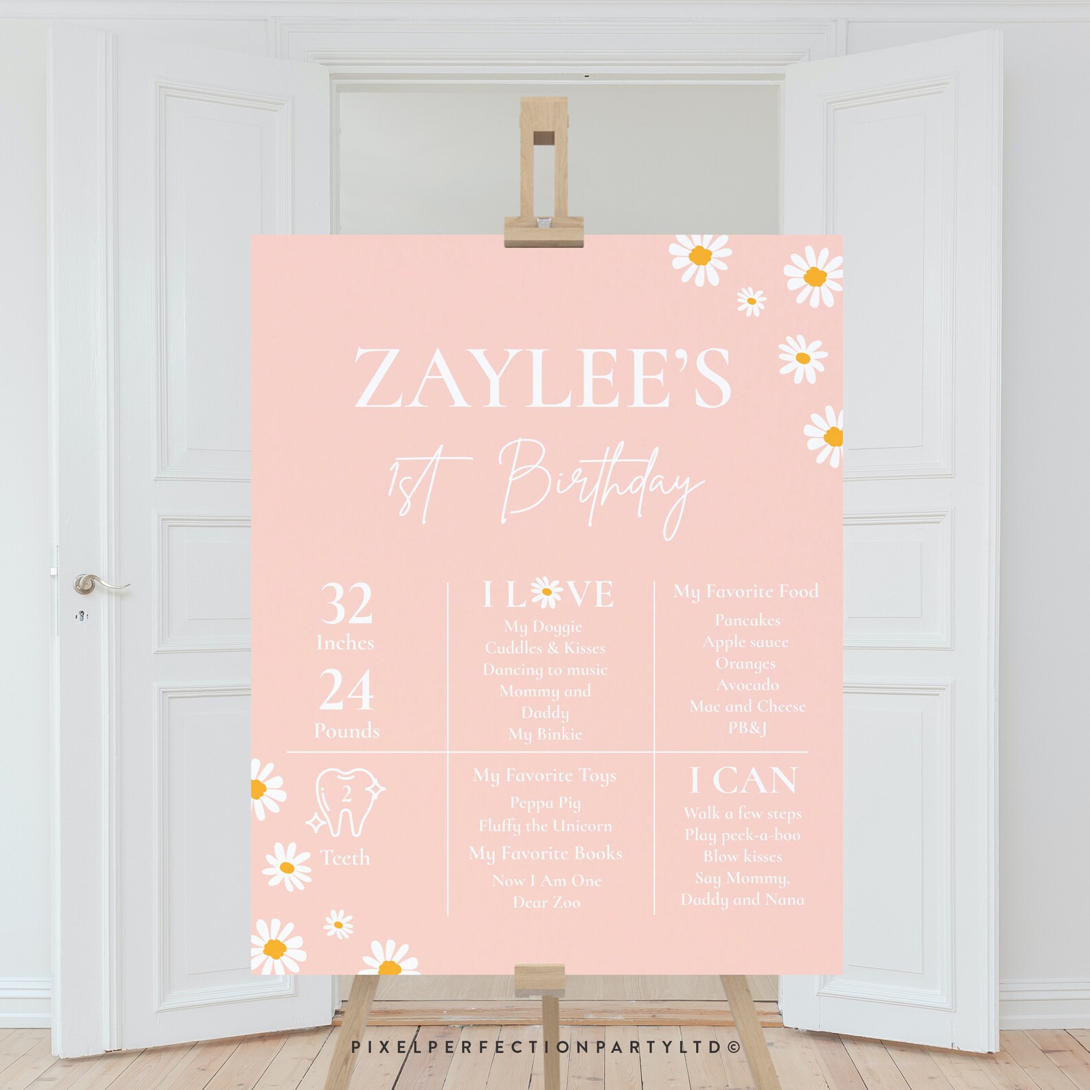 Editable Daisy Birthday Milestone Poster Boho Little Miss | Etsy