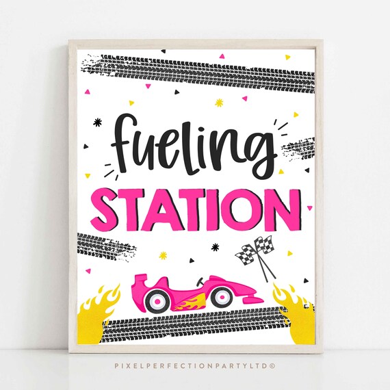 Fueling Station Party Sign Race Car 2nd Birthday Two Fast 2 Curious ...