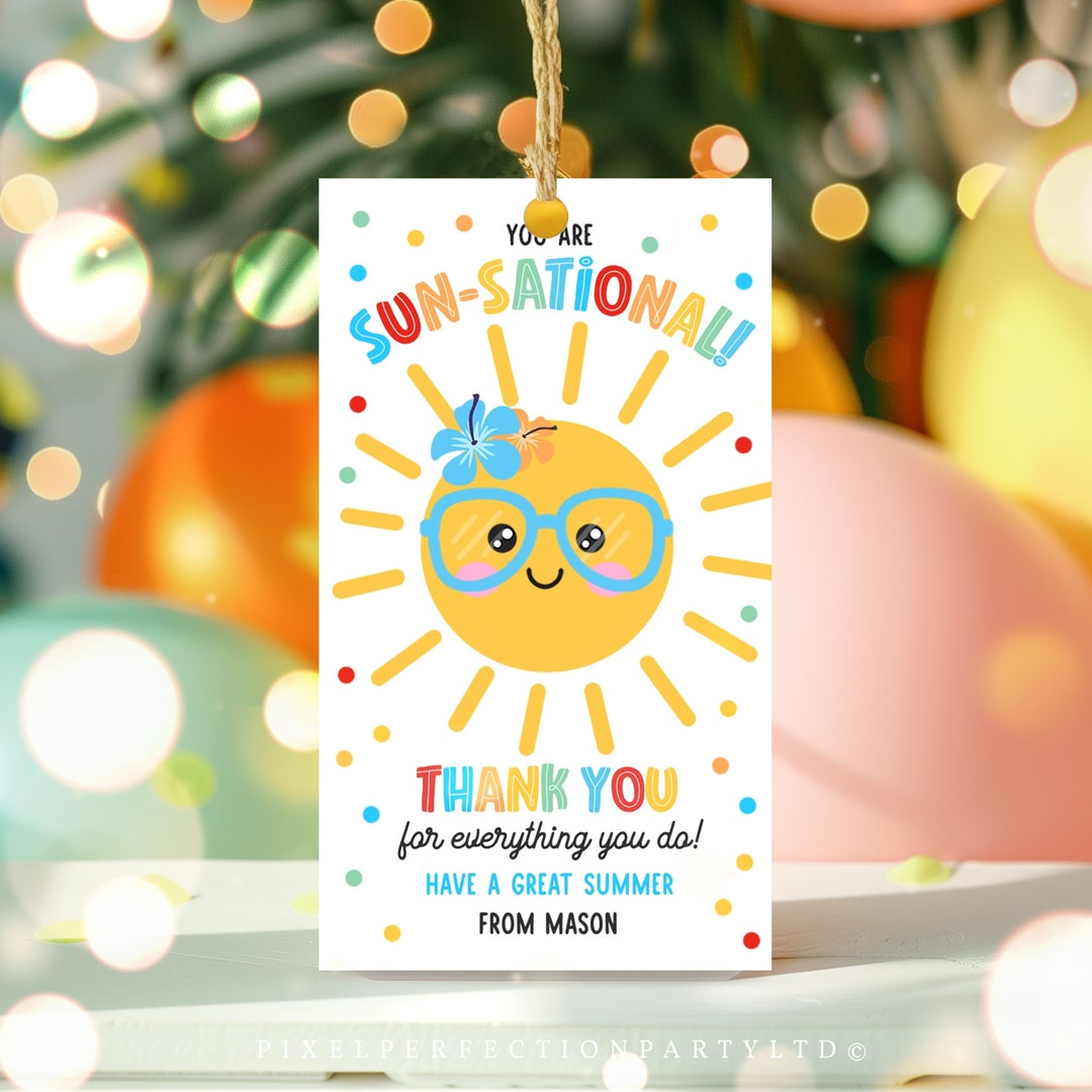 Editable Sunshine Teacher Appreciation You Are Sun-sational Teacher ...