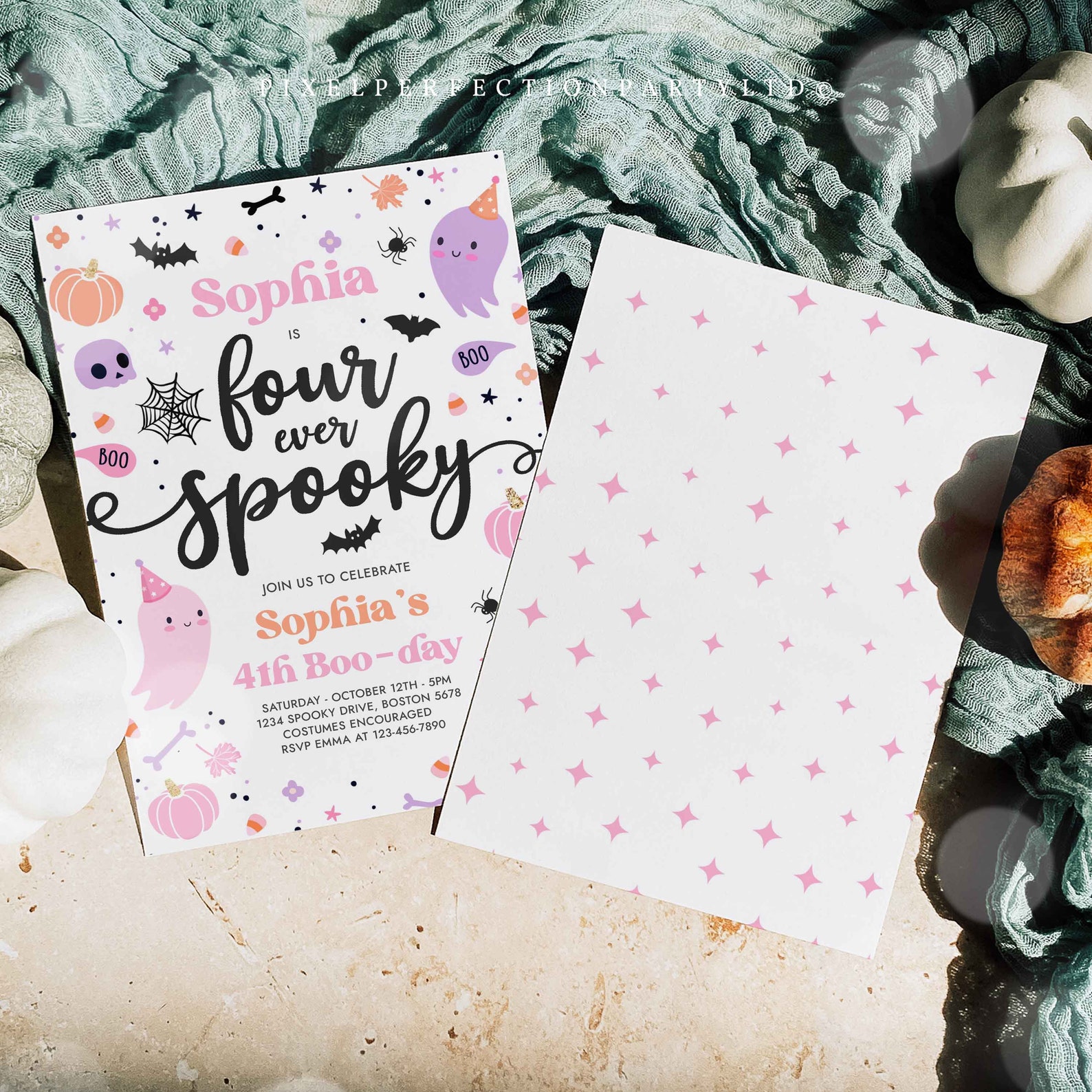 Editable Four Ever Spooky Halloween Ghost 4th Birthday Party - Etsy