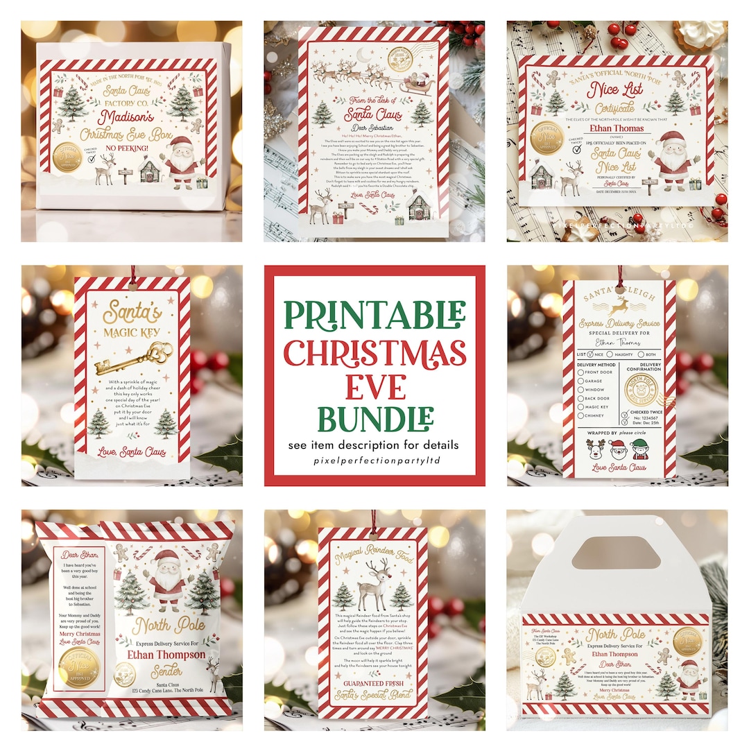 EDITABLE Christmas Eve Box Kit Letter From Santa Nice Certificate ...