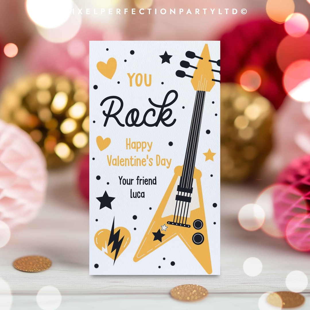Editable Valentines You Rock Gift Tags Valentines Rockstar Gift Tag ...