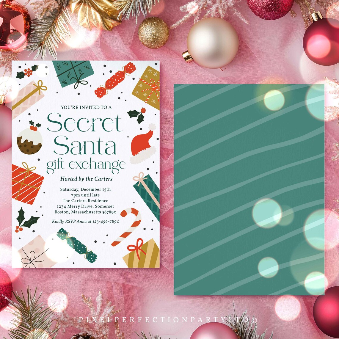 Editable Secret Santa Gift Exchange Invitation Santa Holiday Gift ...