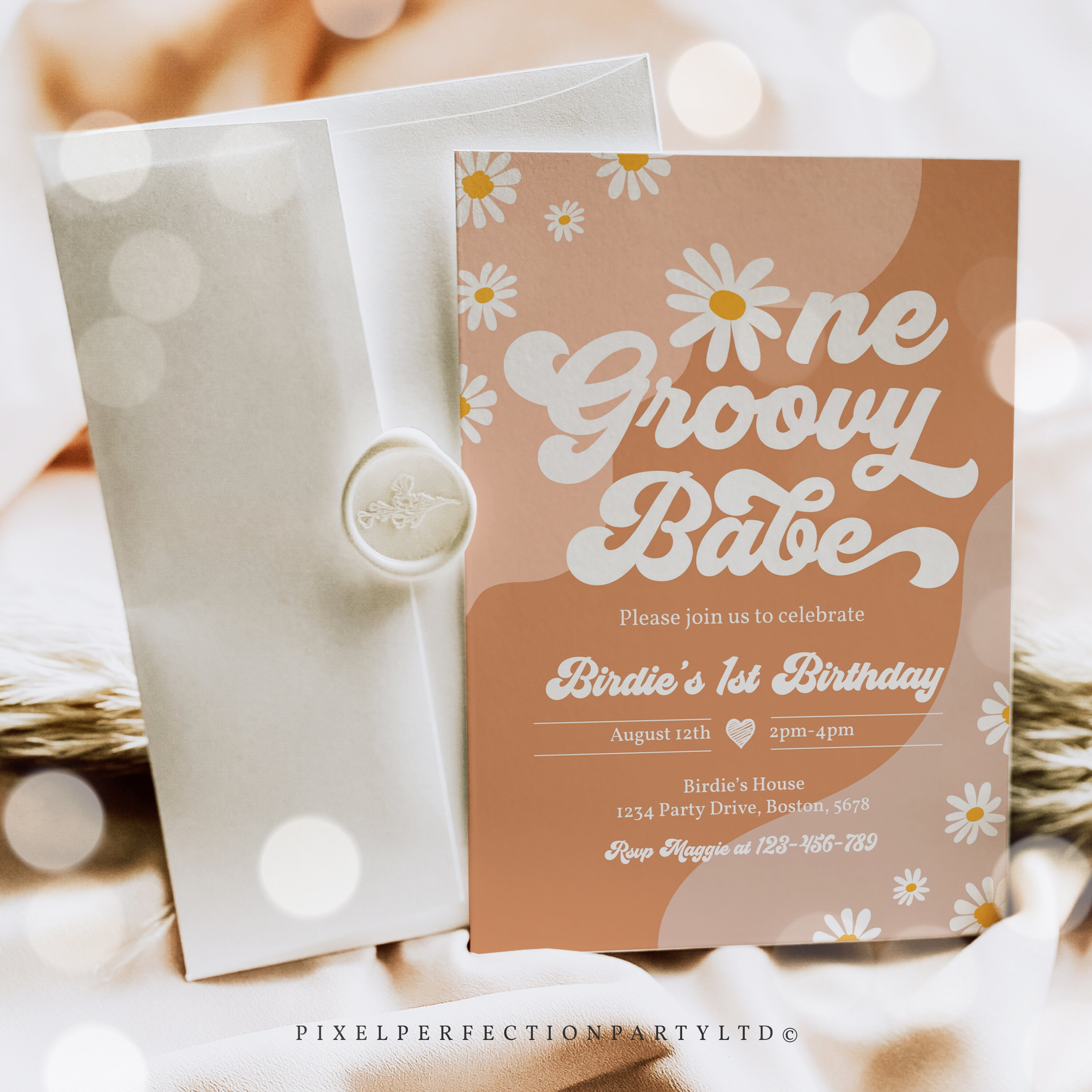 Editable One Groovy Baby 1st Birthday Party Invitation Boho - Etsy