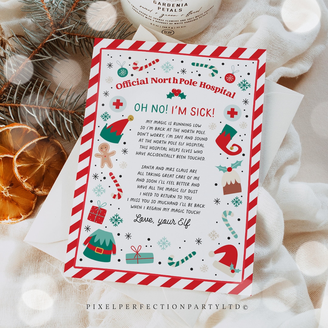 Editable Elf Recovery Letter Elf Touched Elf Lost Magic Elf I'm Sick ...