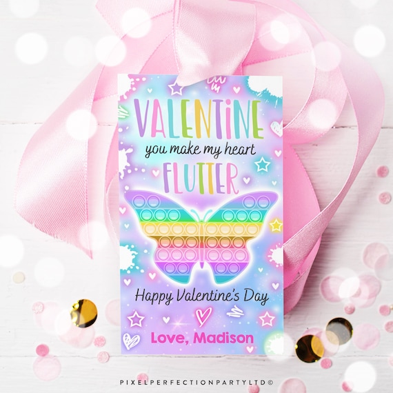 Editable Valentine Popper Toy Gift Tag You Make My Heart Flutter ...