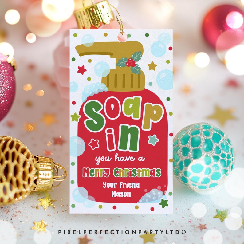 Editable Soaping You A Merry Christmas Christmas Gift Tag Hand Soap ...