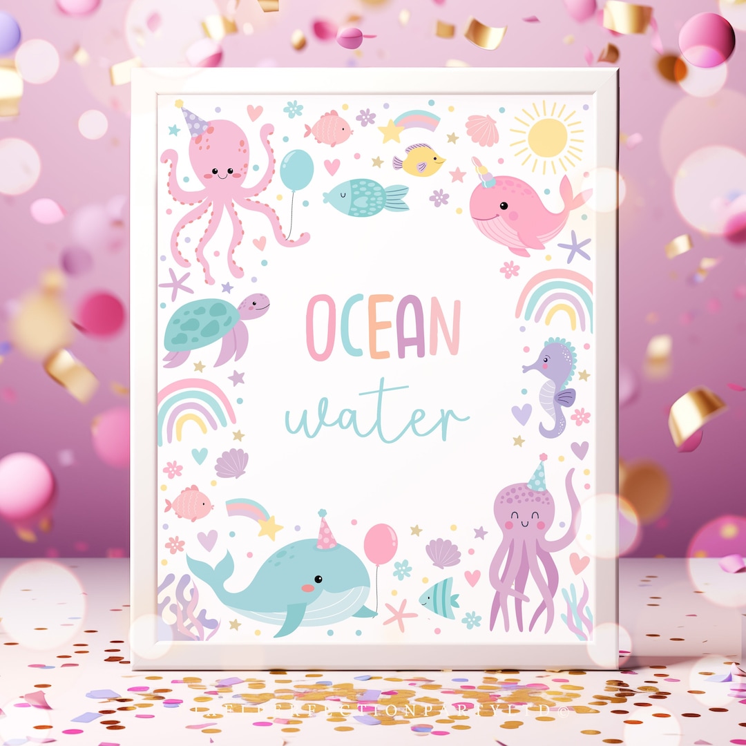 Under the Sea Birthday Party Ocean Water Sign Cute Sea Creatures ...