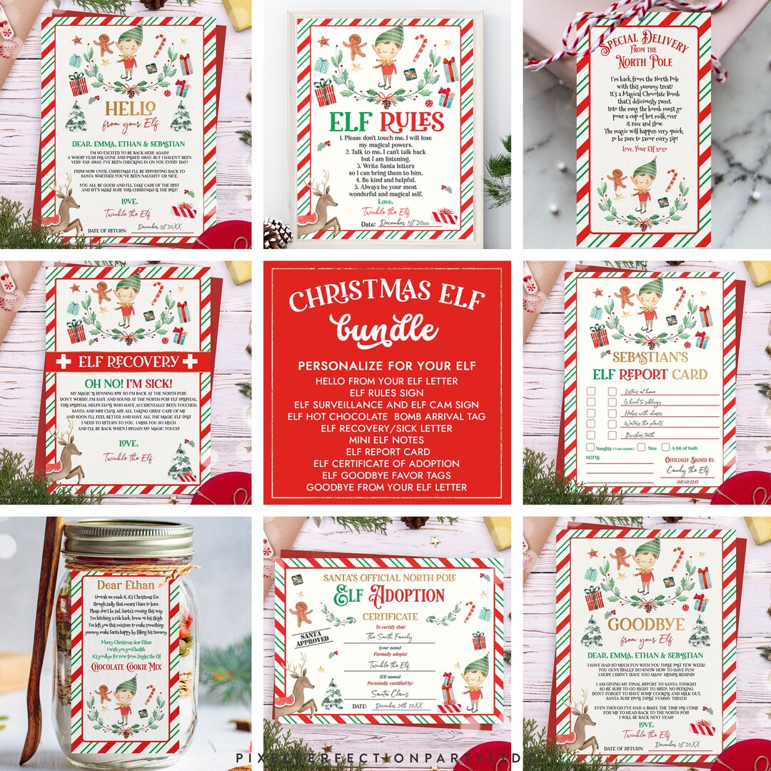 EDITABLE Elf Activity Kit Bundle Elf Letters Elf Signs Elf Gift Tags ...